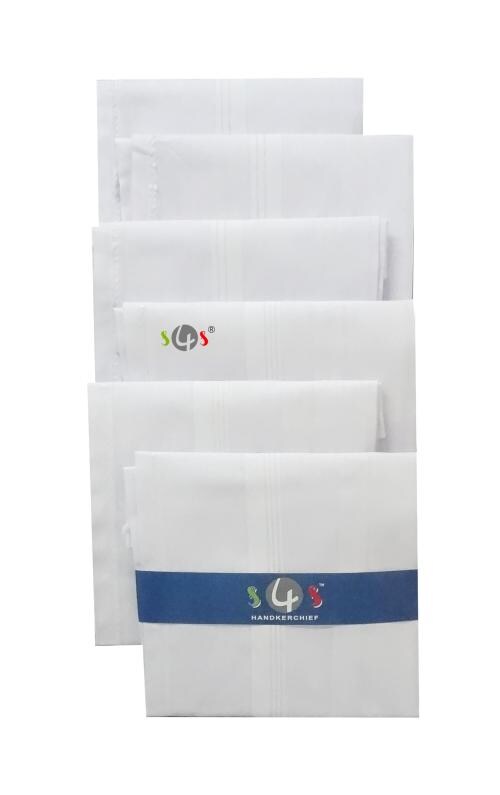Buy S4S 100% Cotton Pack of 6 Handkerchiefs Hanky For Men, White, Large ...