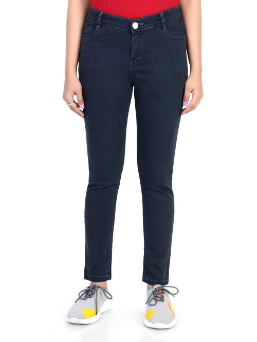 Buy WEARO JEANS Women And Girls Dark Grey Solid Cotton Regular Fit ...