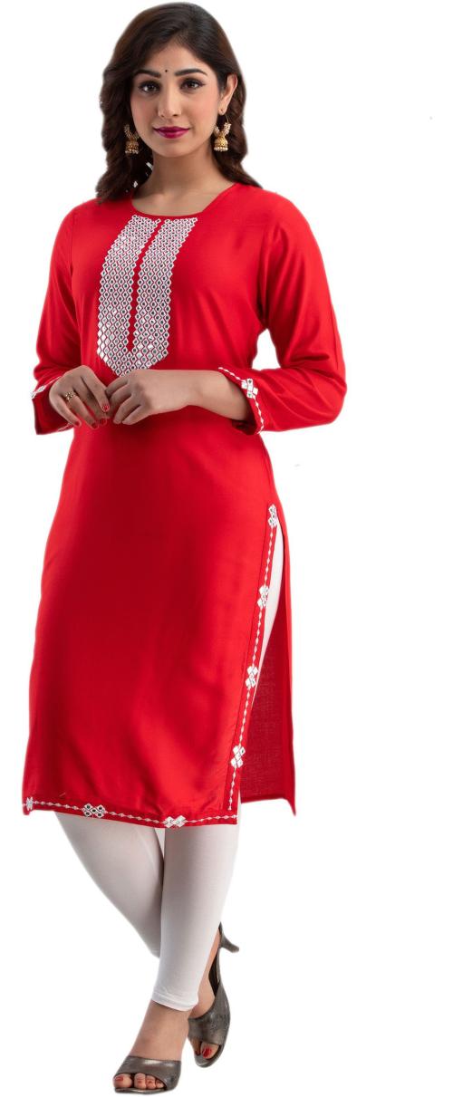 Buy RA Creation Women Turquoise Embroidered Viscose Rayon Kurta Online at Best Prices in India ...