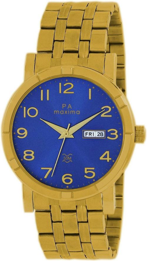 Buy Maxima Analog Blue Dial Gold Strap Watch For Men (49723CMGY) Online ...