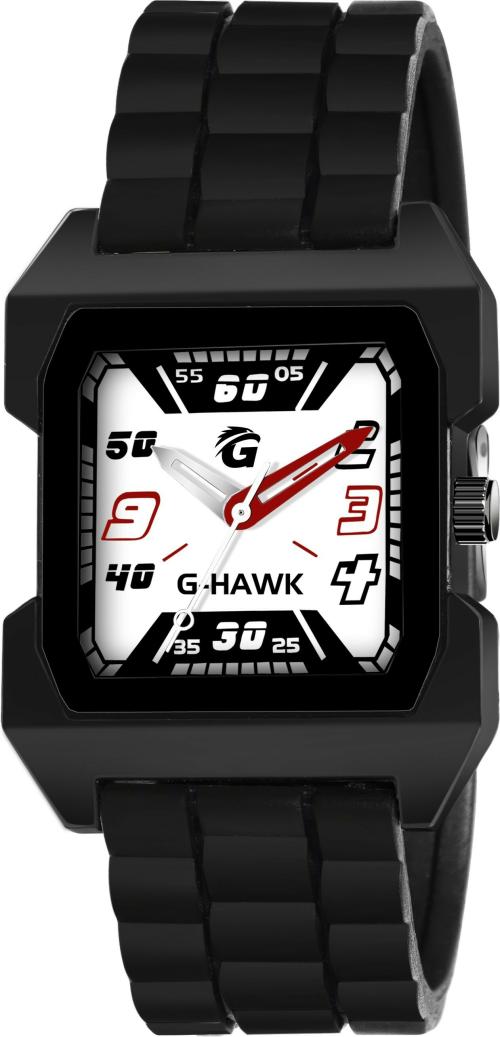 Buy G-HAWK Analog White Dial Black Strap Watch for Men and Boys Online ...