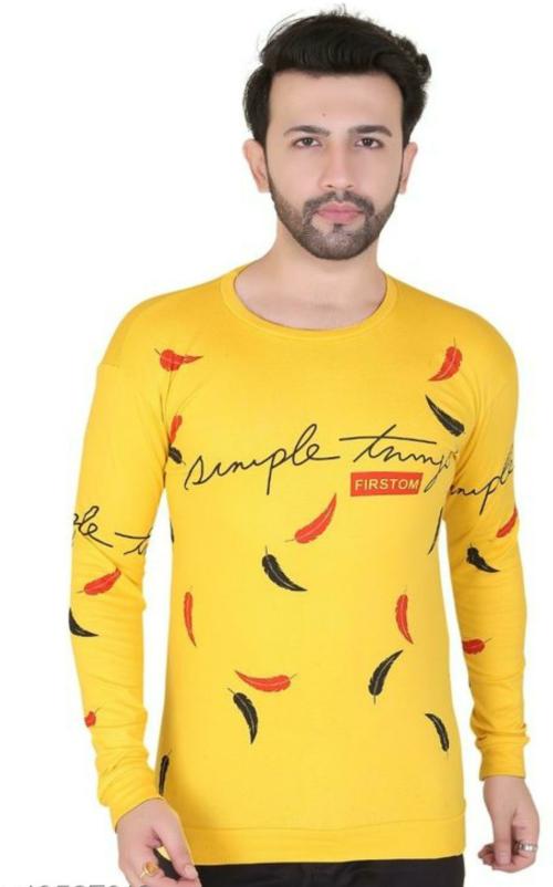 Buy RDS GARMENT HUB Men Yellow Cotton Blend Printed Tshirt (M) Online ...