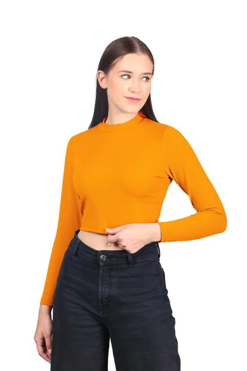 Buy Fasska High Neck Casual Crop top Full Sleeves for Womens Online at ...