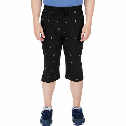 Buy Guide Men Black Printed Pure Cotton Three Fourths Shorts (S) Online ...