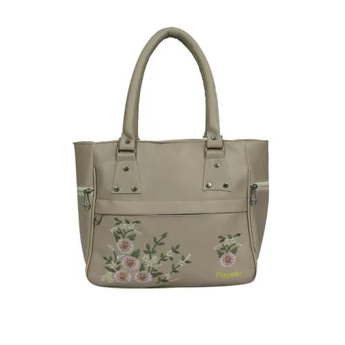 Buy Pagwin Grey Polyuthrane Women Handbags Flower Embroidered Fashion ...