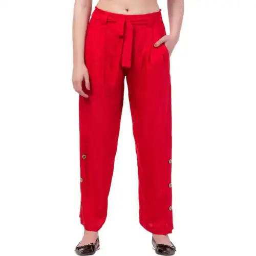 Buy Famiss fashion Women Regular Fit Red Viscose Rayon Trousers Online ...