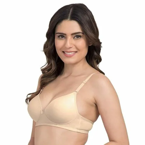 Buy Senecio Women Golden Nylon Cotton Blend Padded Adjustable Removable Straps Comfort Bra (Size ...