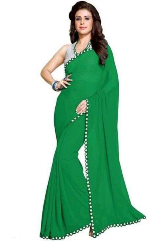 Buy Rofolo Green Solid Georgette Bollywood Saree Online at Best Prices in India - JioMart.