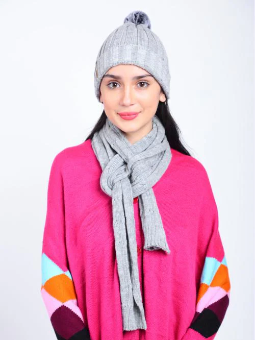 Buy Bharatasya Grey Winter Beanie Cap and Muffler Set Online at Best Prices in India - JioMart.