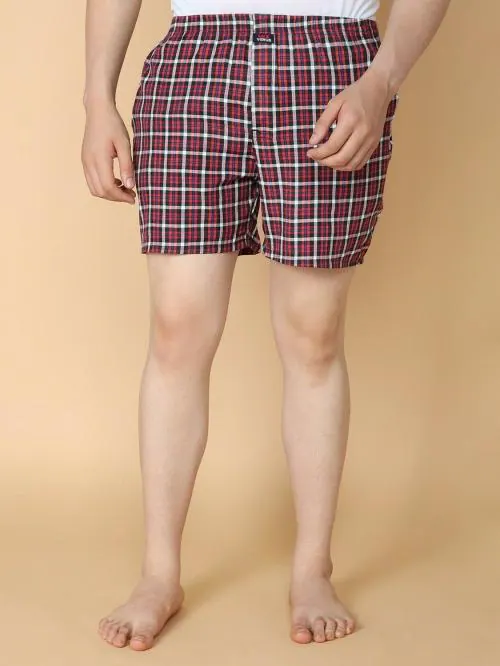 Buy Lux Venus Men's Assorted Checkered 100% Cotton Pack of 1 Boxers ...