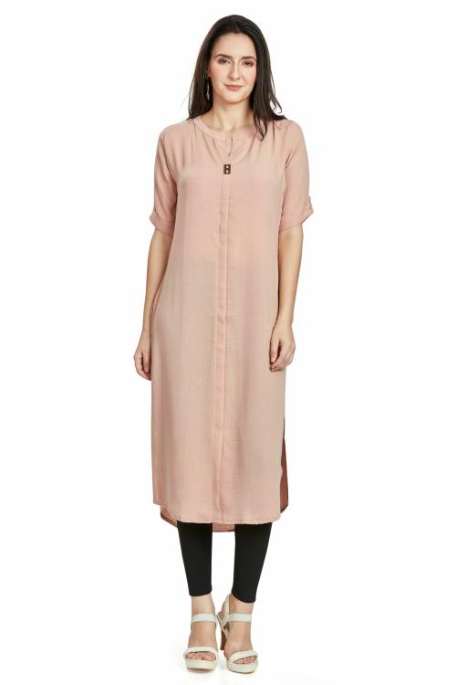 Buy nioni Woman’s Straight Fashionable Round Neck kurta with folded ...