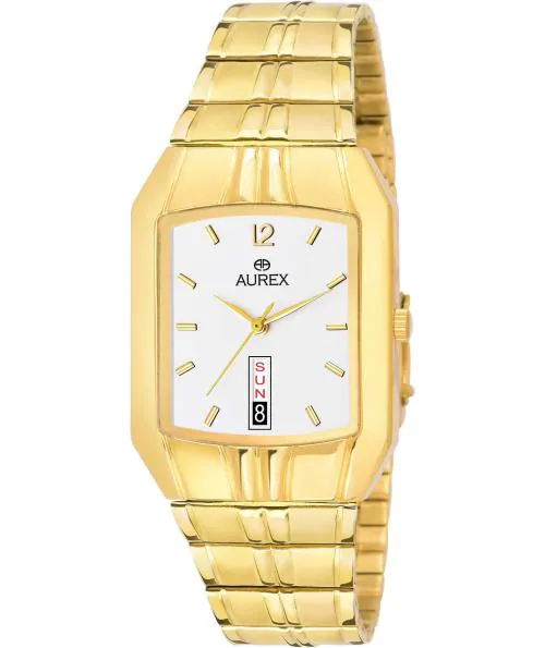 Buy Aurex Analog White Dial Gold Strap Watch For Men - (Ax-Gsq9264-Wtg ...