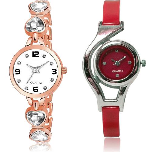 Buy GROOT Treading Valentine Love Heart Chain And World Cup Rose Gold And Red Colour Analog ...