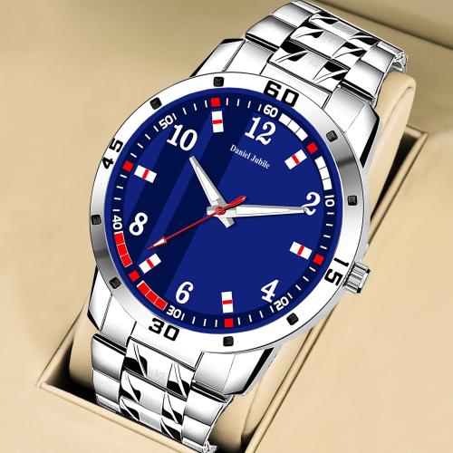 Buy Daniel Jubile Analog Blue Dial Silver Strap Chain Watch For Men ...