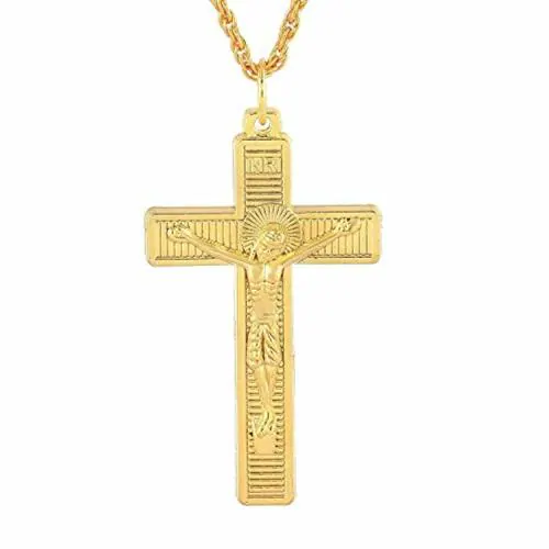 Buy morir Gold Plated Brass Jesus Christ Crucifix Cross Pendant with ...