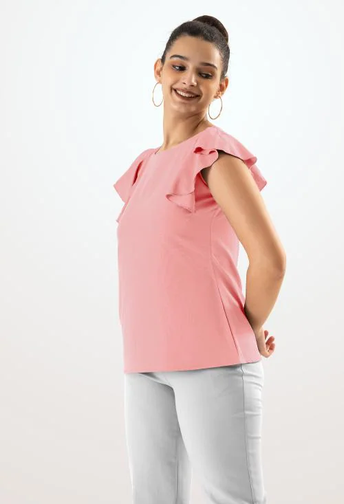 Buy AASK Solid & Plain Crape Pink Color top Online at Best Prices in ...