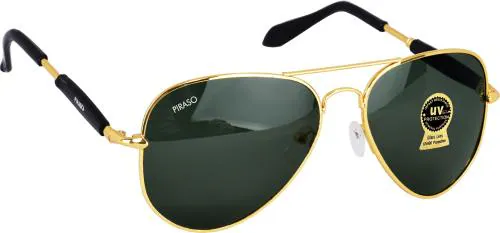 Buy PIRASO UV Protection Aviator Full Frame Green Sunglasses (Men and ...