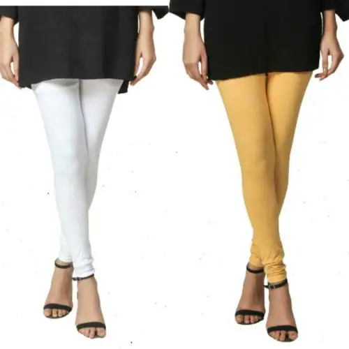 Buy SwaNit Women White and Gold Hosiery Pack of 2 Leggings Free Size ...