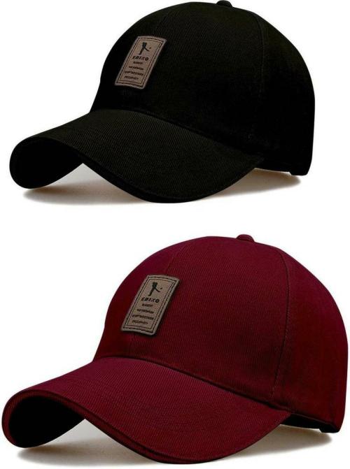 Buy Babji Men Black and Maroon Ediko Baseball Cap (Pack of 2) Online at ...
