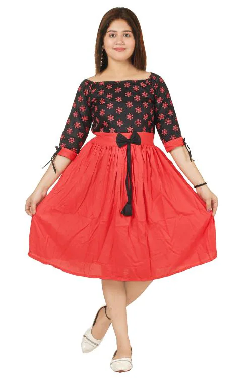 Buy ANG FASHION Girl's Rayon Floral Printed Midi Long Dress Online at ...