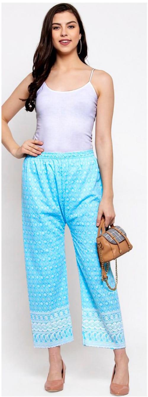 Buy DONSON Women's Solid Wide Leg Palazzo Lounge Casual (SKY BLUE ...