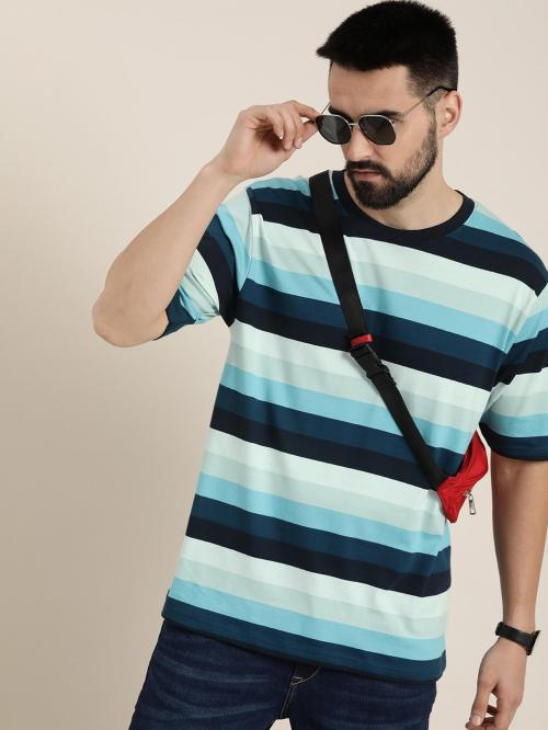 Buy Difference of opinion Multicoloured Striped Oversized T-Shirt ...