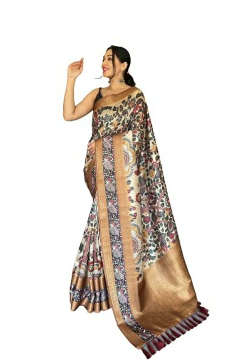 Buy Leeli Peeri Designer Women Cream Printed Kanjeevaram Saree With ...