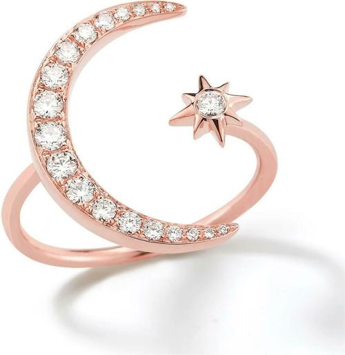 Buy SILVOSWAN Copper Plated Alloy Cubic Zirconia Adjustable Moon Star ...