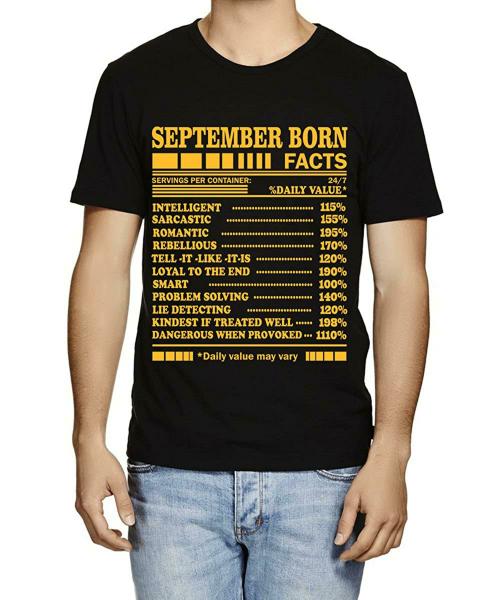Buy Caseria Men Black September Born Facts Premium Printed Graphic ...