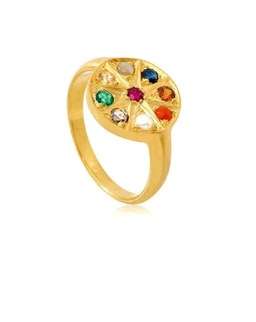 Buy CEYLONMINE Natural Navgrah Stone Ring Stone Stone Crystal Gold ...