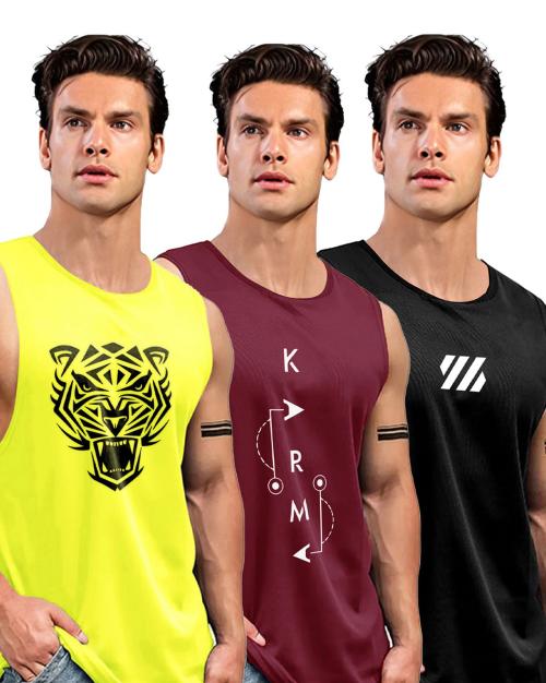 Buy Ausk Yellow & Maroon Men's Vest Pack of 3 Online at Best Prices in ...