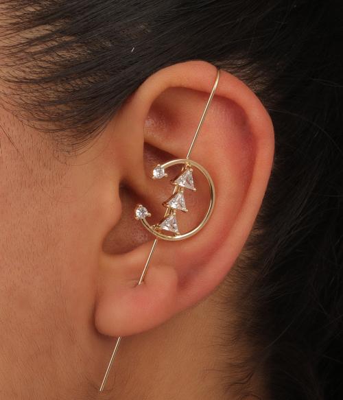 Buy Vembley Stunning Gold Plated Cubic Zirconia Studded In Line Earcuff Online at Best Prices in ...