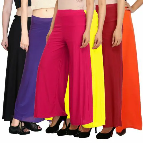 Buy Pixie Lycra Straight Fit Palazzo for Women / Girls Combo (Pack of 6 ...