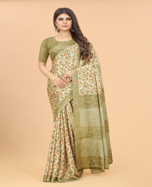 Buy Beautiful All Over Printed Soft Silk Patola Saree (mehendi) (Blouse ...