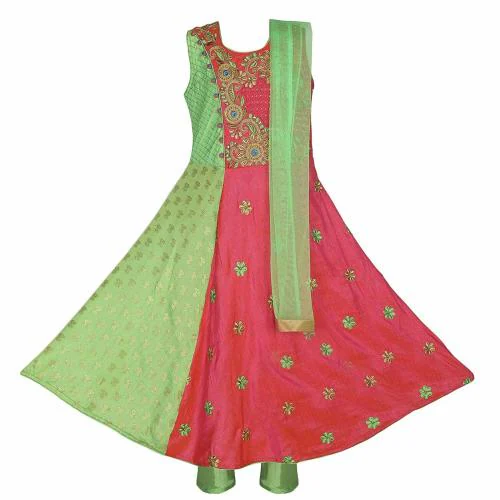 Buy Ashwini Girls Pink Embroidery Polyester Salwar Suit Set (10-11Y ...