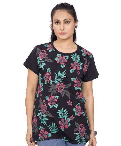 Buy PEPP N HAGG Ladies 100% Cotton Biowash Black Discharge Print T ...