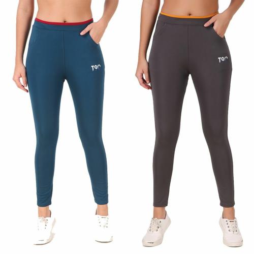 Buy Chiku Cherry solid women multicolor lycra blend Trackpants pack of ...