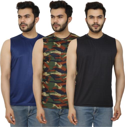 Buy PRIME PLUS Multicolor Camouflage Polyester Round Neck Sando Vest ...