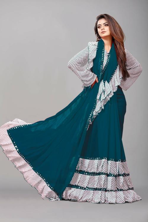 Buy Flip The Style Women Morpinchh Polkadot Striped Georgette Bollywood ...