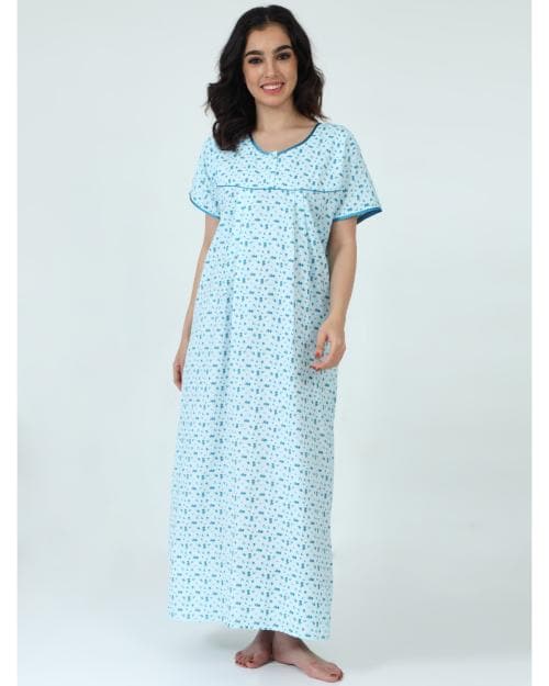 Buy RnP Womens Cotton Lily Nighty (Blue) Online at Best Prices in India - JioMart.