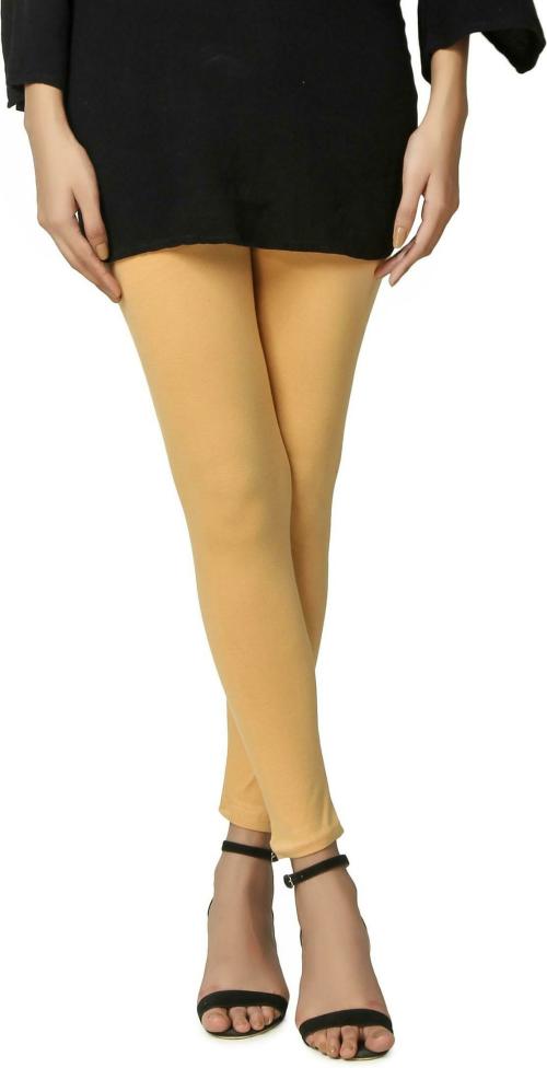 Buy SwaNit Women Gold Solid Hosiery Leggings Free Size Online at Best ...