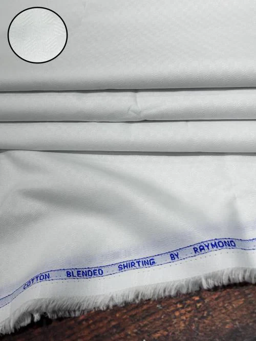 Buy Raymond Self Design Cotton Blended White Shirt Fabric in Box ...