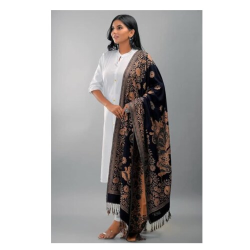 Buy Zingle Women's Kashmiri Warm Woolen Heavy Embroidered Floral Design ...