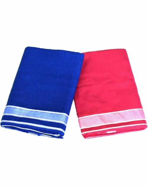 Buy Feather Green Men Red and Blue Striped Cotton Blend Open Lungi ...