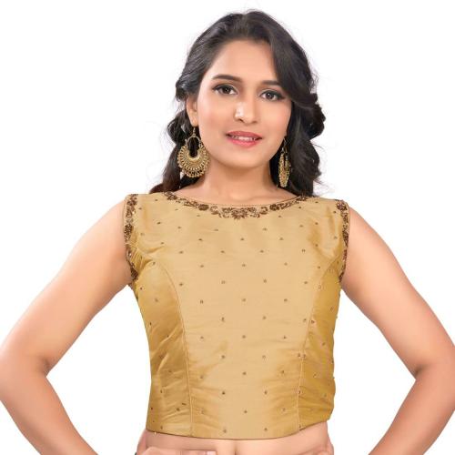 Buy Areum Women Gold Solid Raw Silk Blouse (42) Online at Best Prices in India - JioMart.