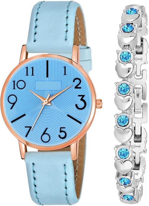 Buy Praizy Times Analog Blue Dial Blue Strap Watches For Girls (Combo ...