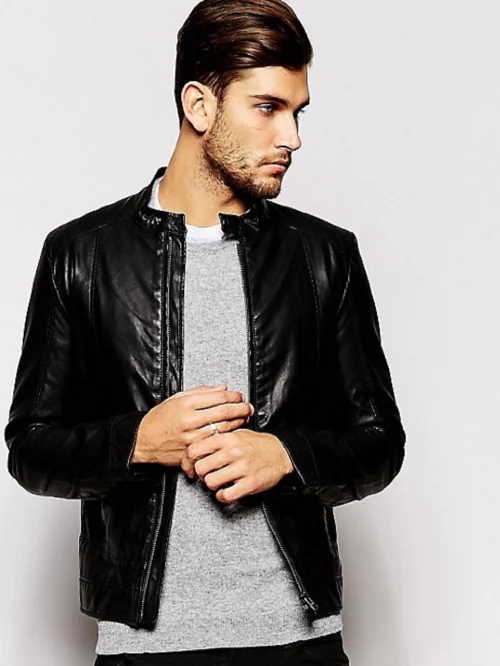 Buy PRIME LEATHER STUDIO Men's Black Hand made Genuine lambskin leather ...