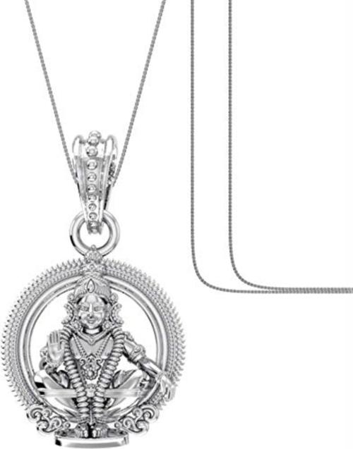 Buy Akshat Sapphire Pure Silver God Ayyappa Pendant With Chain Suitable ...