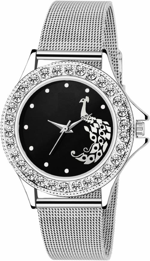 Buy TRUE COLORS Analog Black Dial Silver Strap Watch For Women Online ...