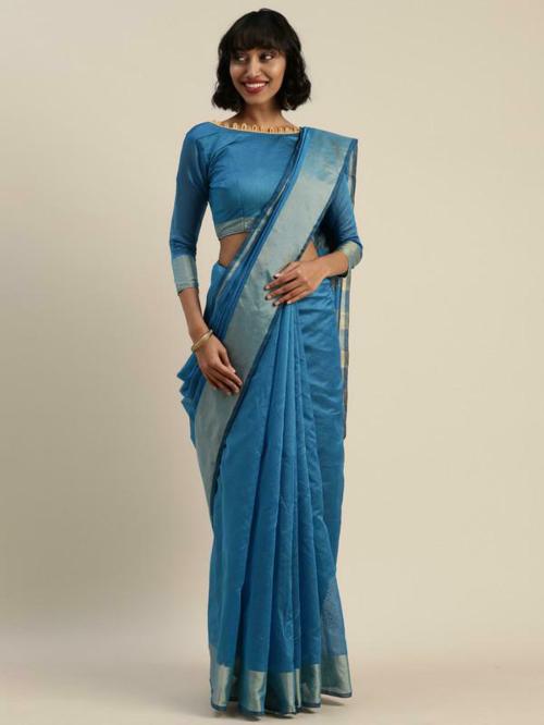 Buy SAADHVI Dark Blue Casual Wear Art Silk saree saree / saree for ...